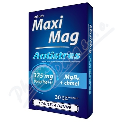 MaxiMag Antistres 375mg Mg+B6+chmel 30 tablet | Lékárny IPC